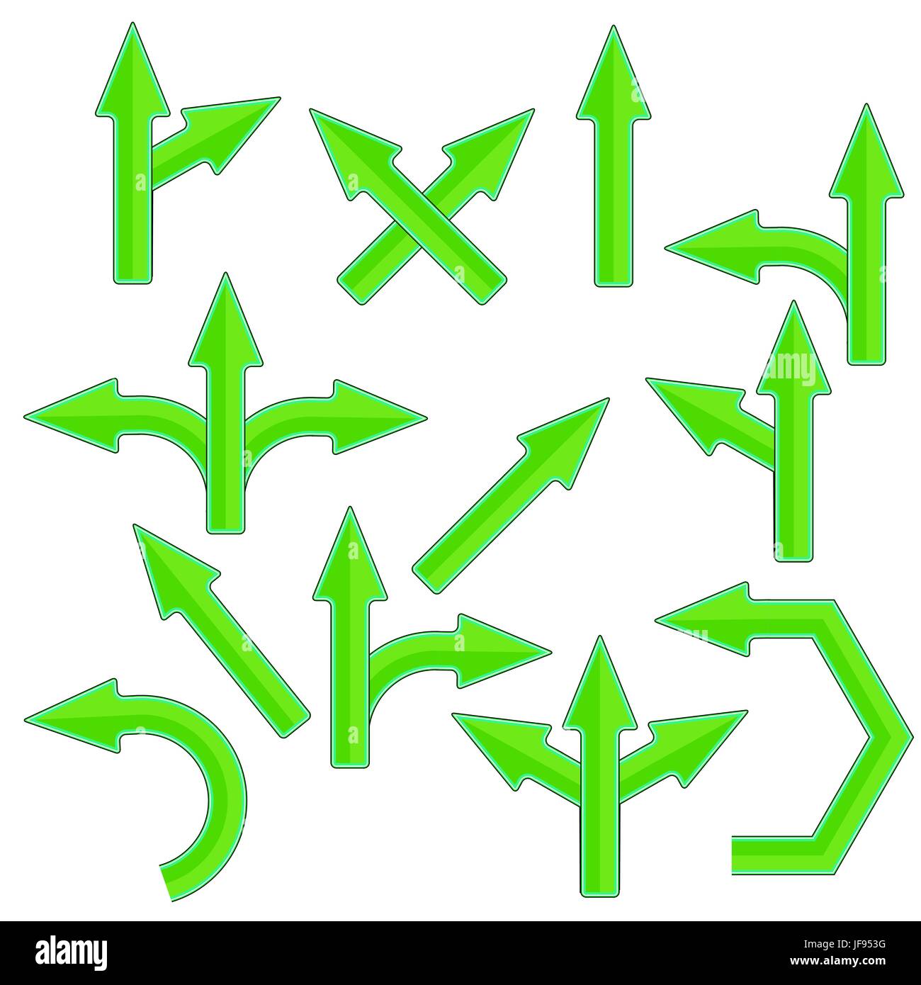 Set of Green Arrows Isolated on White Background Stock Vector Image ...