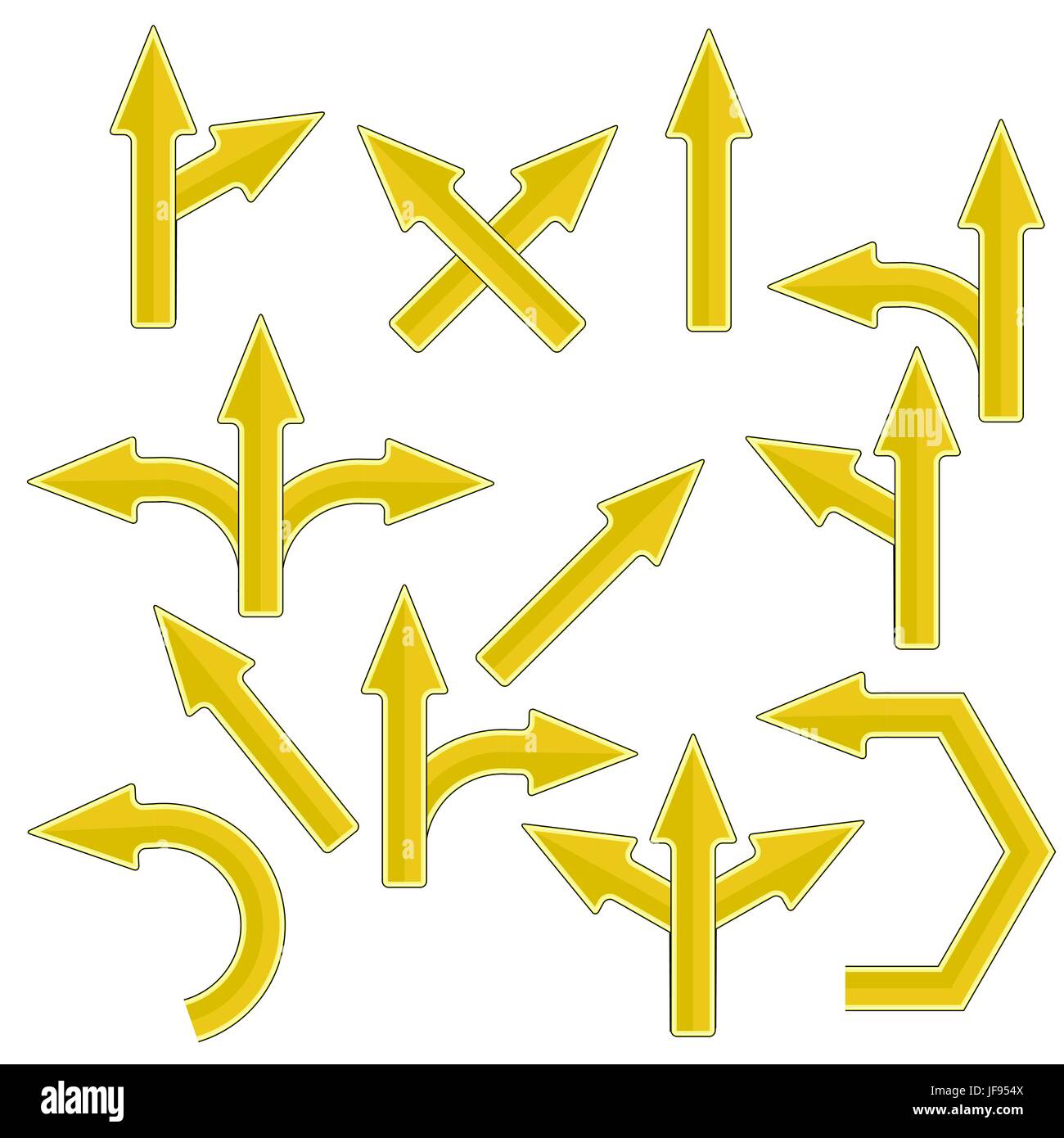 Set of Yellow Arrows Isolated on White Background Stock Vector Image ...