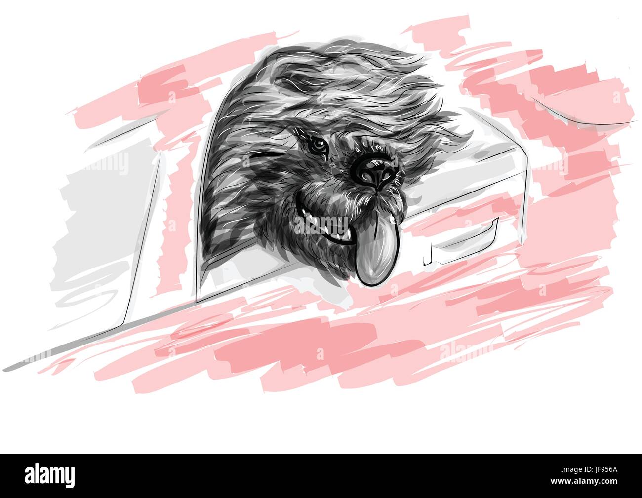 dog in red car Stock Vector Image & Art - Alamy