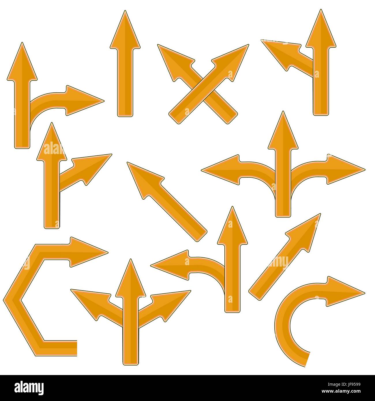 Set of Orange Arrows Isolated on White Background Stock Vector Image ...