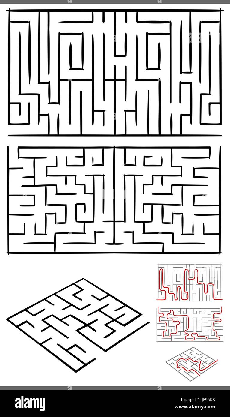 mazes or labyrinths diagrams set Stock Vector Image & Art - Alamy