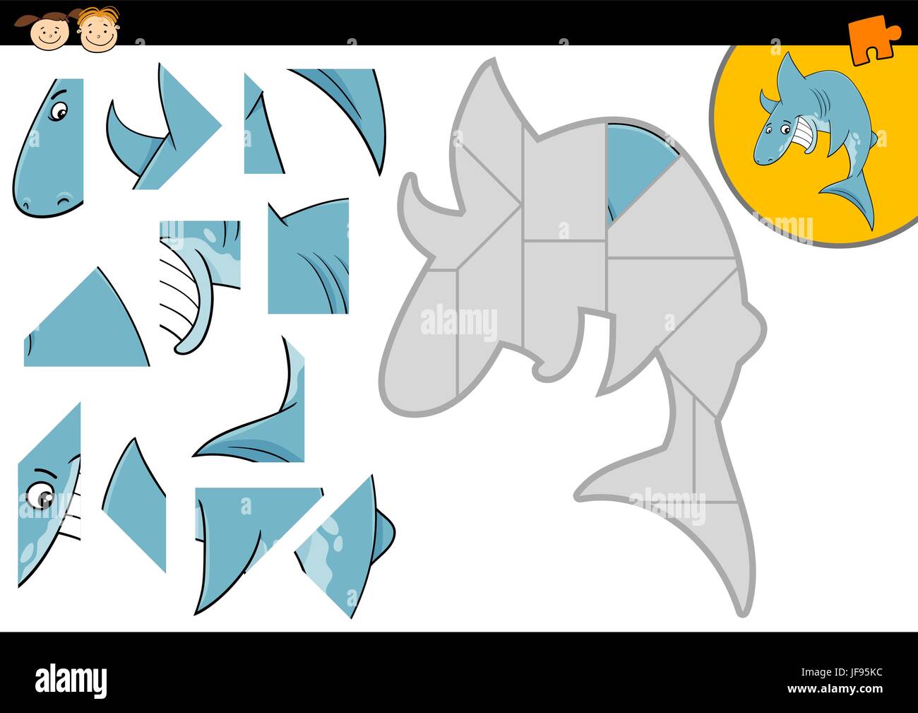 cartoon shark jigsaw puzzle game Stock Vector Image & Art - Alamy