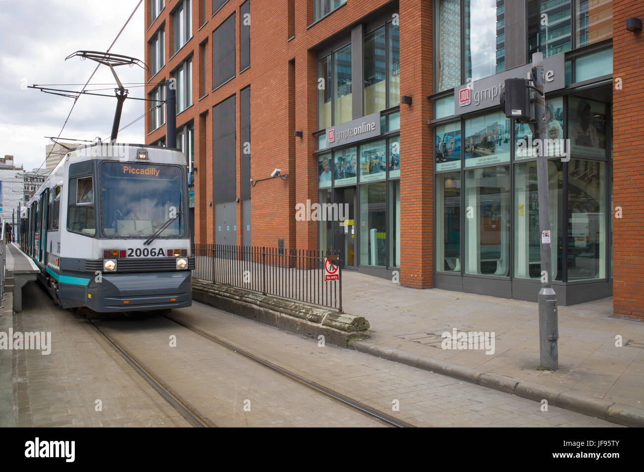 Manchester Metrolink T-68A tram 2006 at Piccadilly Gardens stop on a ...