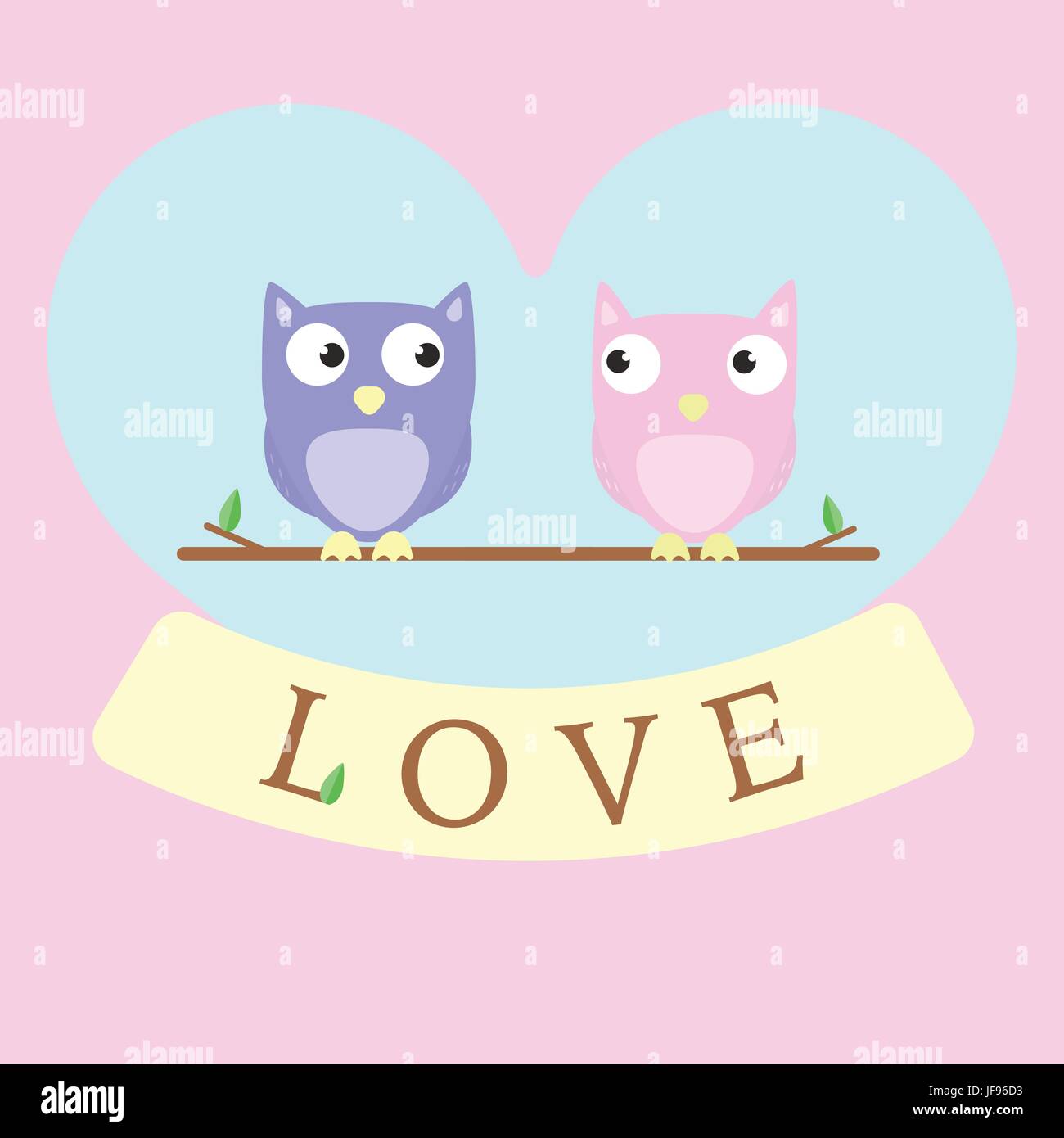 Owls in Love. Vector Background Stock Vector Image & Art - Alamy