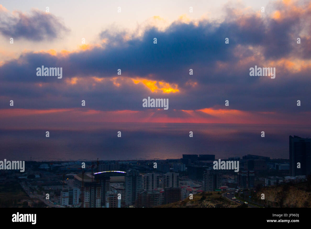 Sunset and night at Haifa, Israel Stock Photo - Alamy