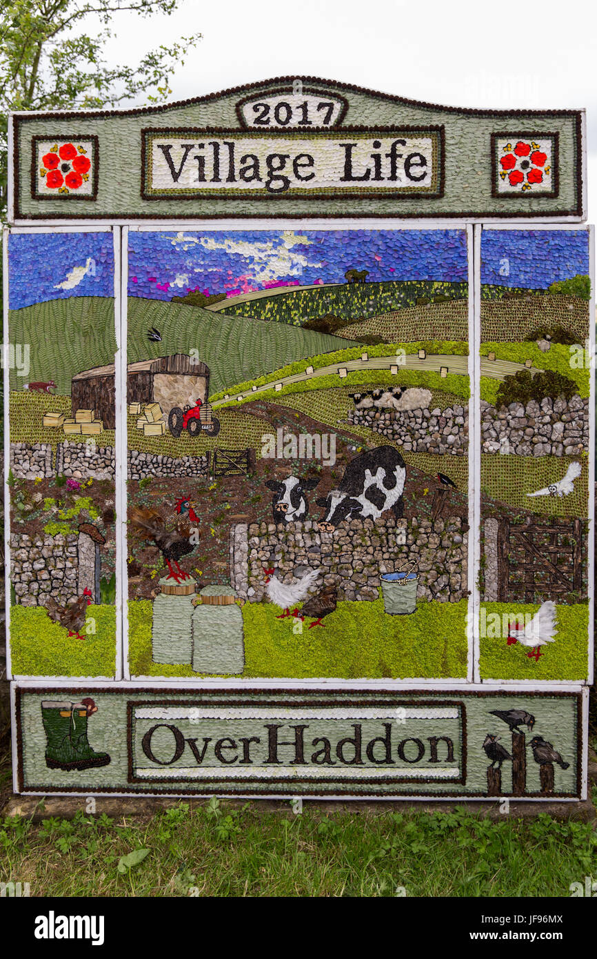 Over Haddon village well dressing Stock Photo - Alamy