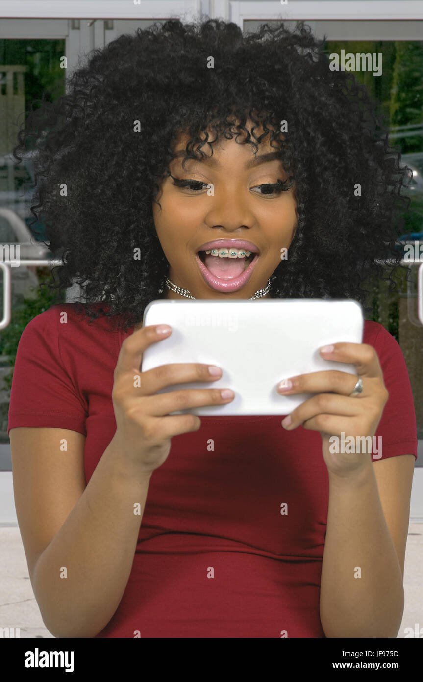 African american woman using touchscreen hi-res stock photography and ...