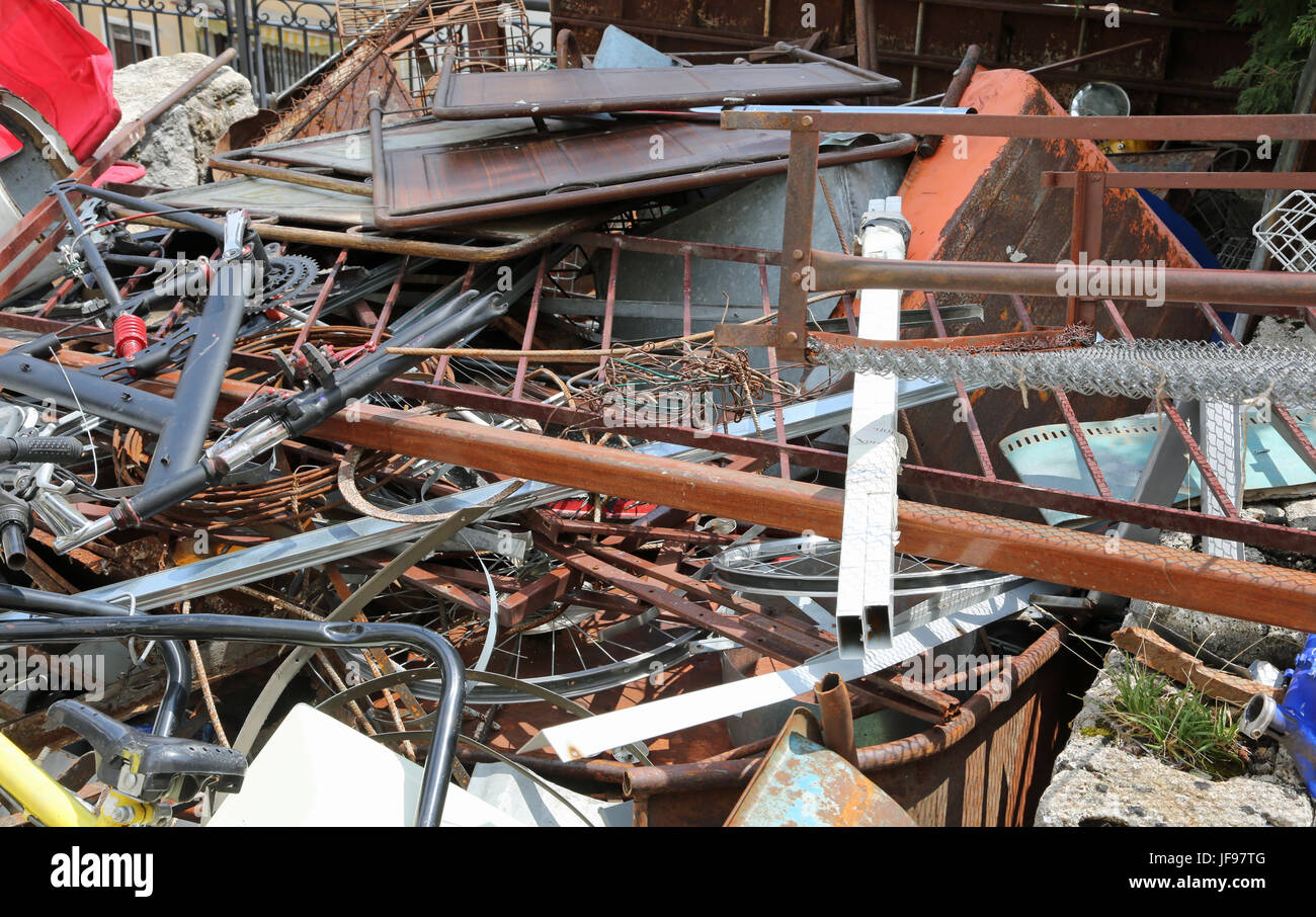 Background of rusted objects in a dump in recycler to recover ferrous ...