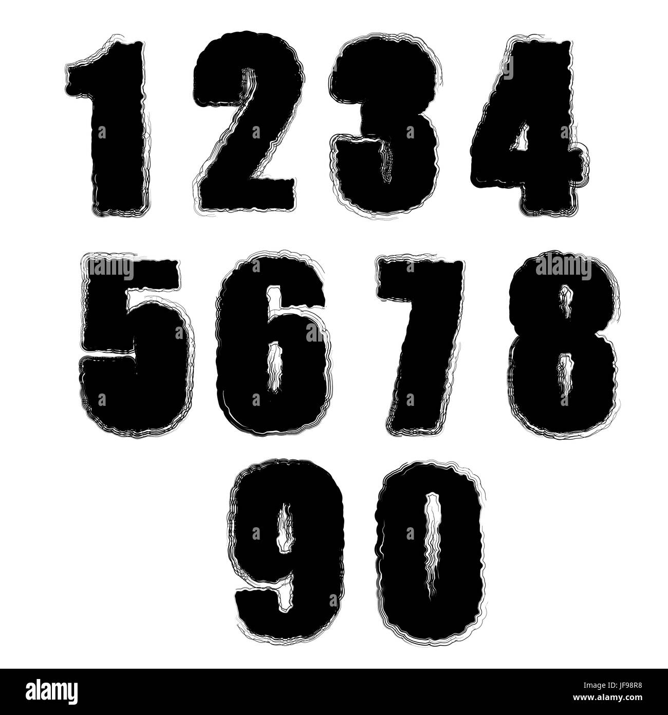 Numbers white on transparent Black and White Stock Photos & Images - Alamy
