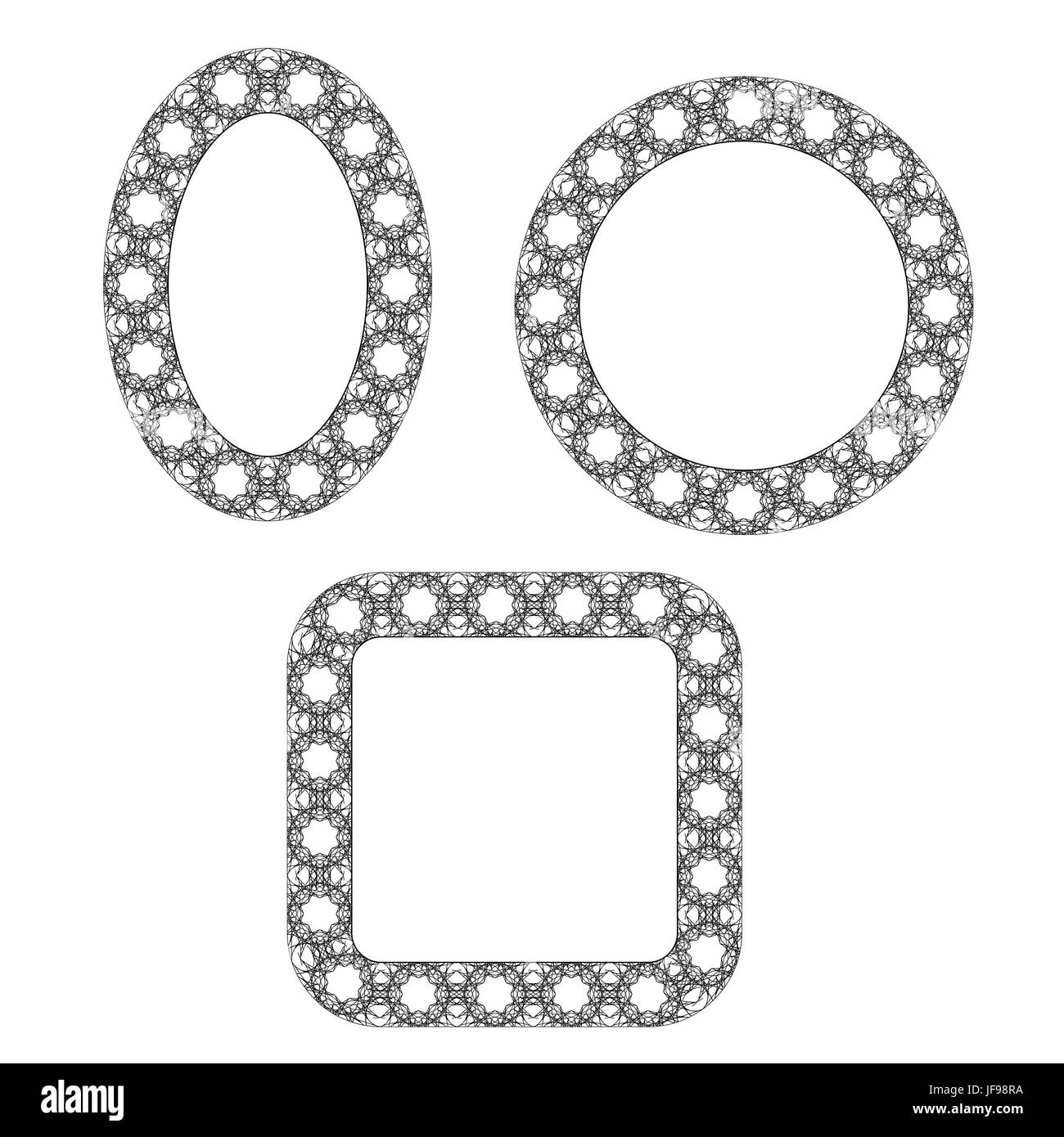 Set of Circle Decorative Frames Isolated on White Background Stock ...