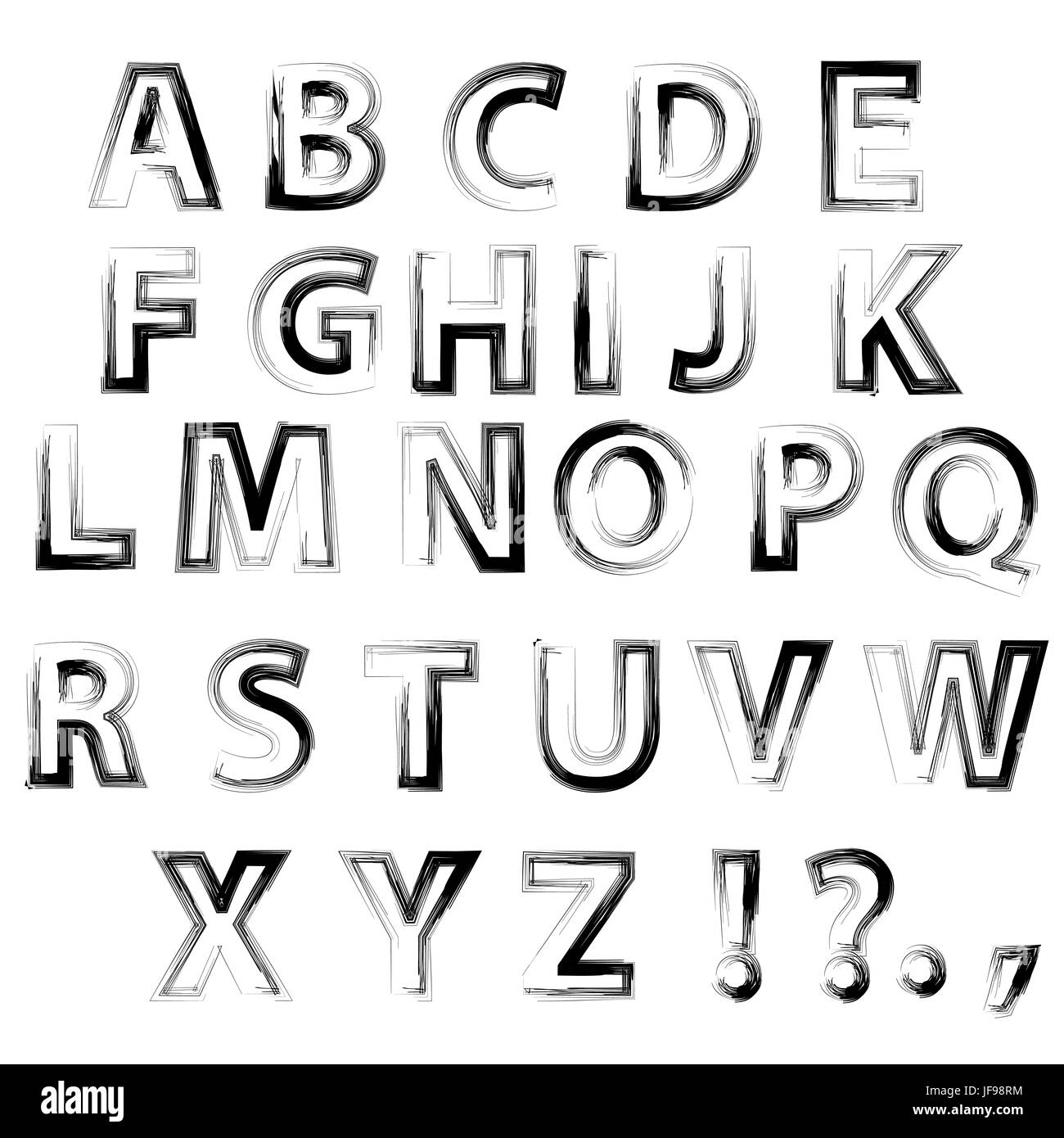 Sketch Alphabet Isolated on White Background. Set of Sketch Letters ...