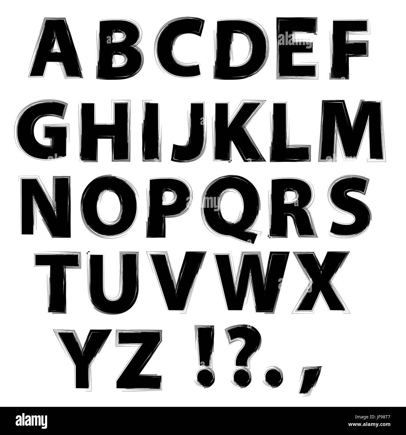 Sketch Alphabet Isolated on White Background. Set of Sketch Letters ...