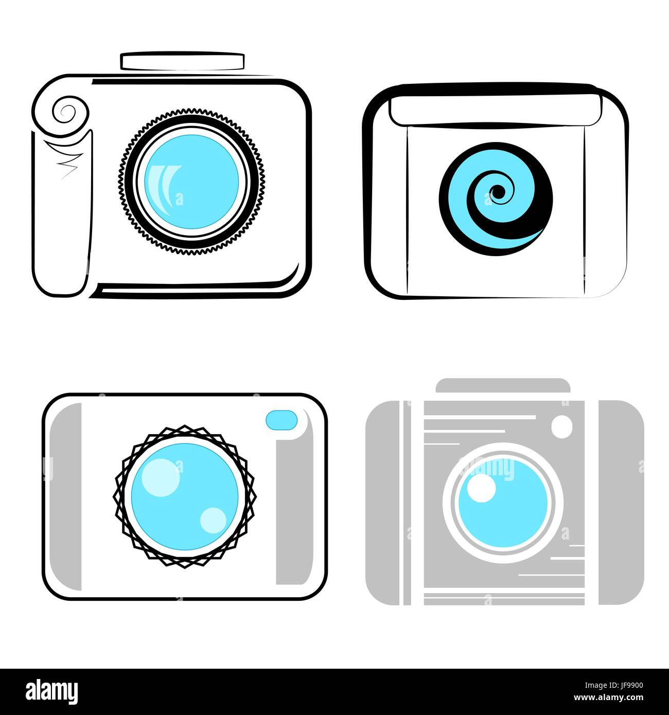 Set of Digital Camera Icons Isolated on White Background Stock Vector ...