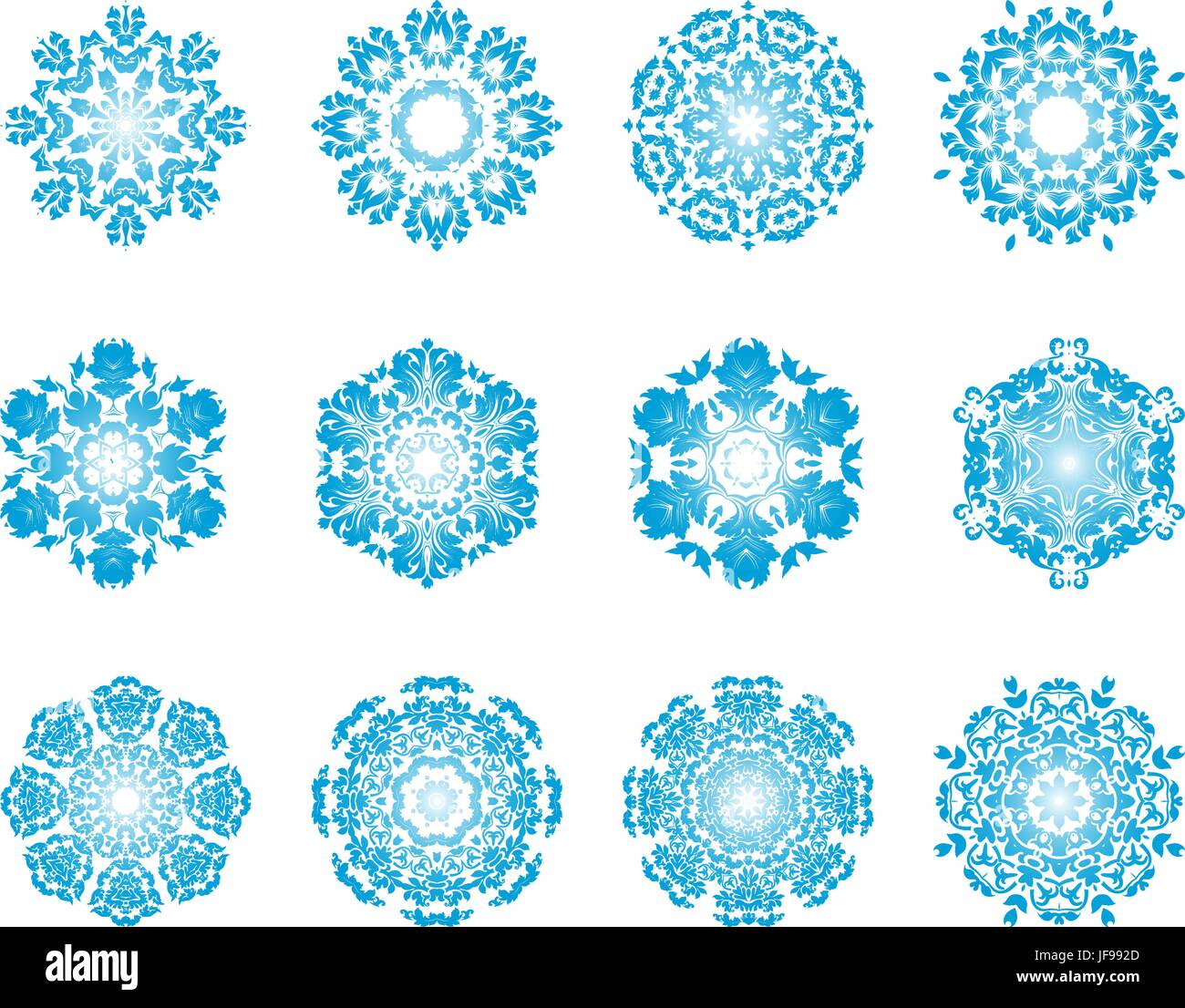 Christmas snowflakes collection circle ornament hi-res stock ...