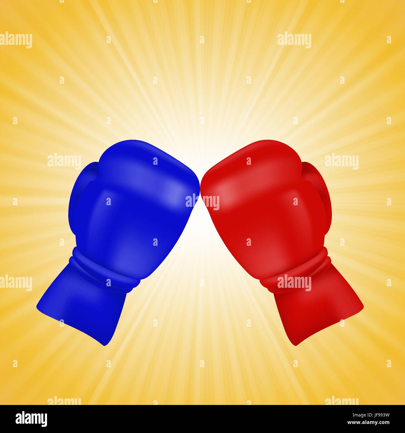 Red and Blue Boxing Gloves Isolated on Yellow Wave Background Stock ...