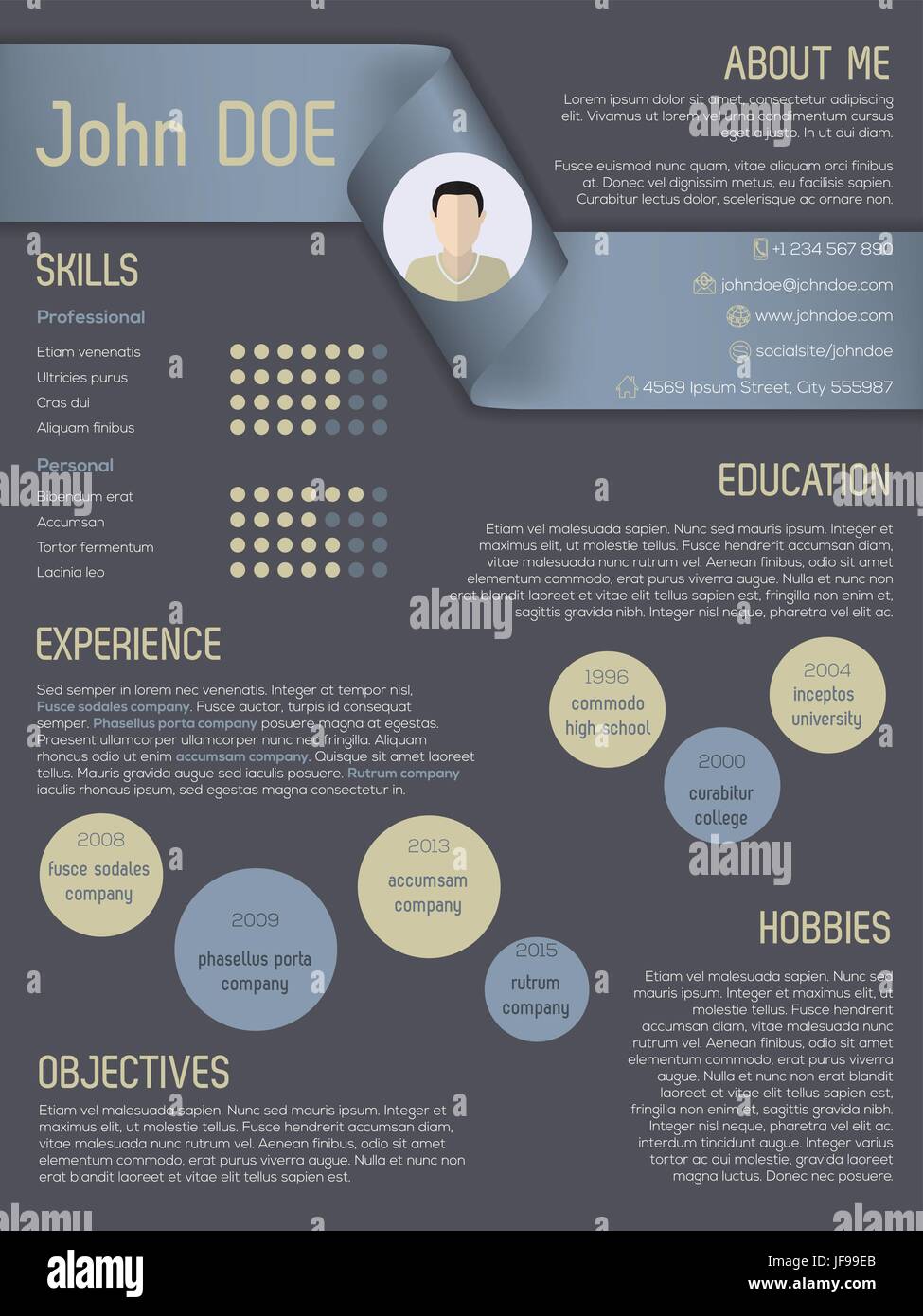 Modern cv resume template with ribbon header Stock Vector Image & Art ...