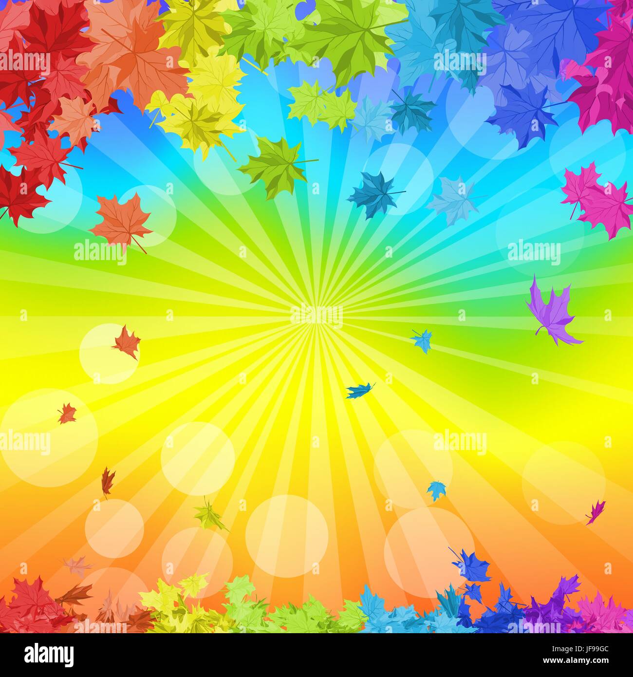 Rainbow Maple Leaves Stock Vector Image & Art - Alamy
