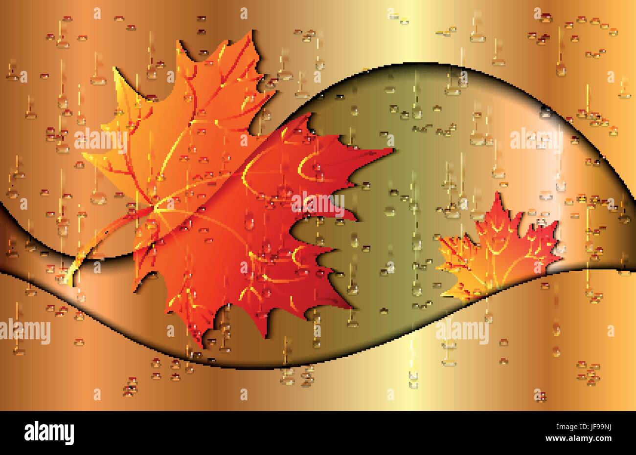 leaf, glossy, gradient, metallic, curve, gold, shadows, fall, autumn ...