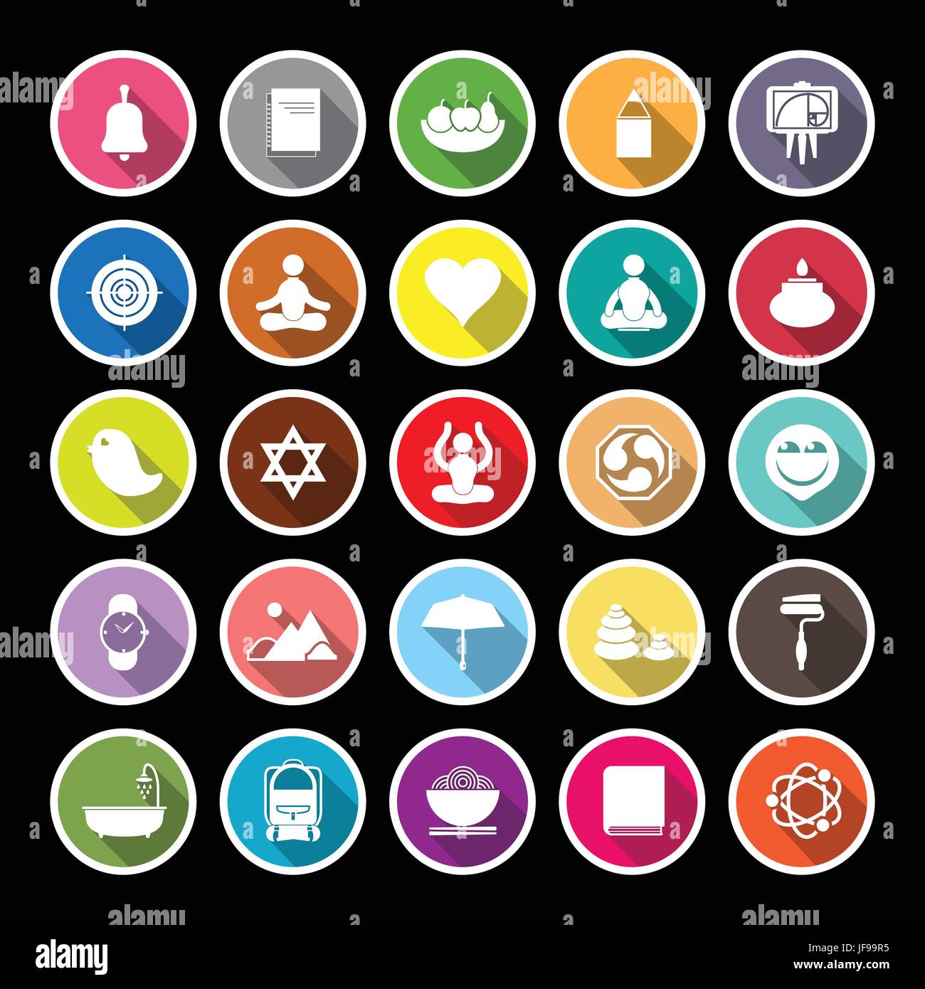 Zen society flat icons with long shadow Stock Vector Image & Art - Alamy