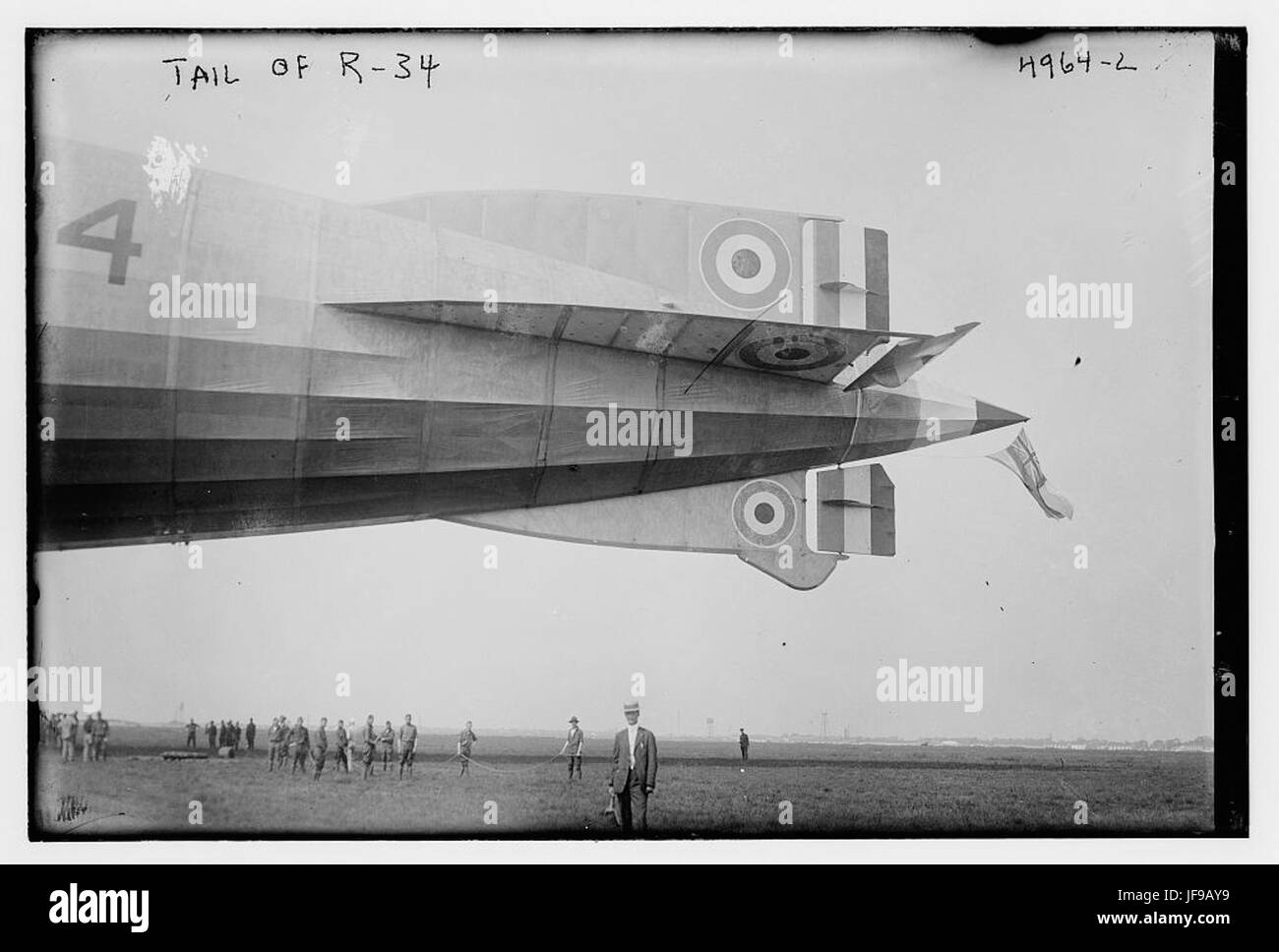 A historic photograph of the tail section of the R-34, one of the first ...