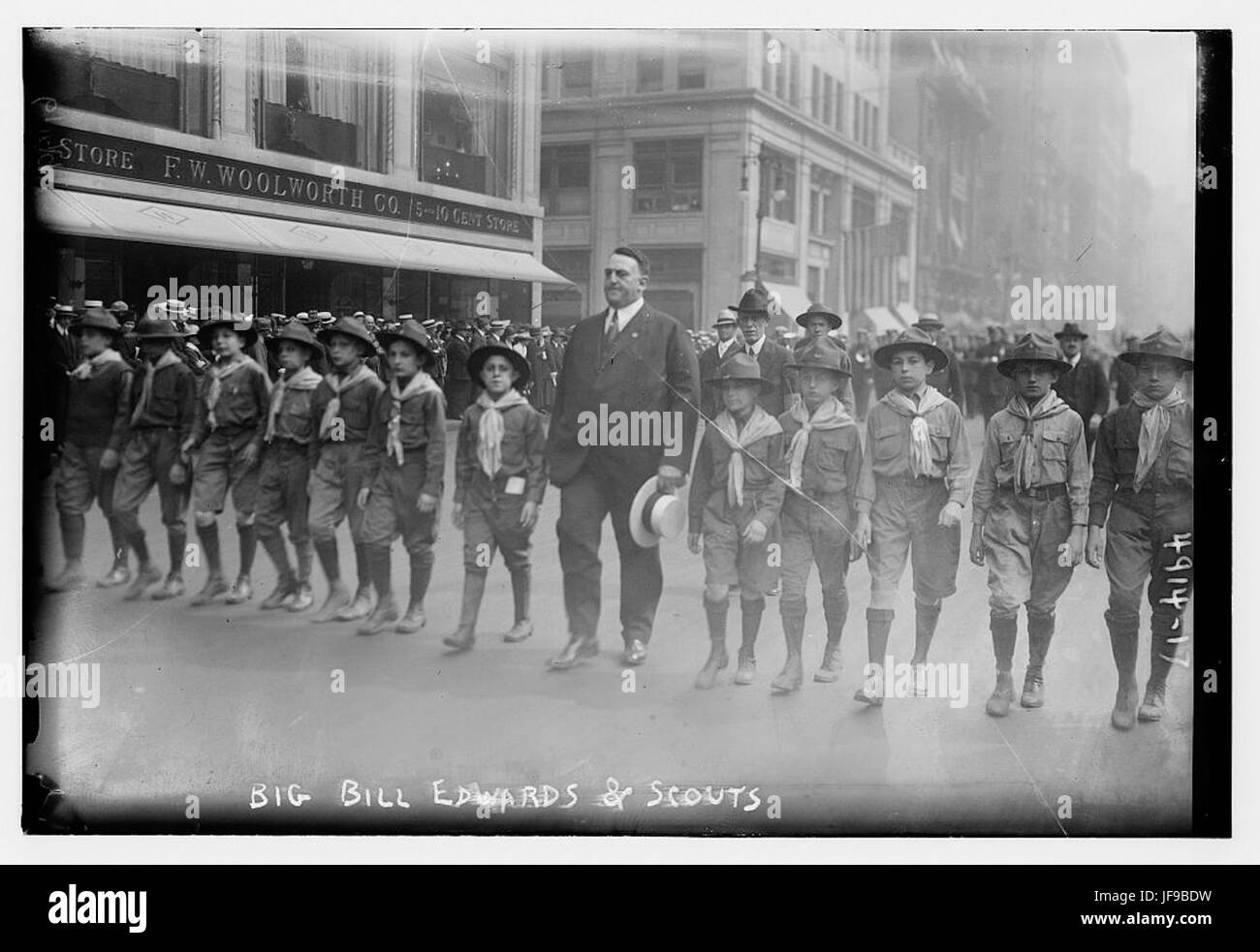 A historic photograph of Big Bill Edwards with scouts, capturing a ...