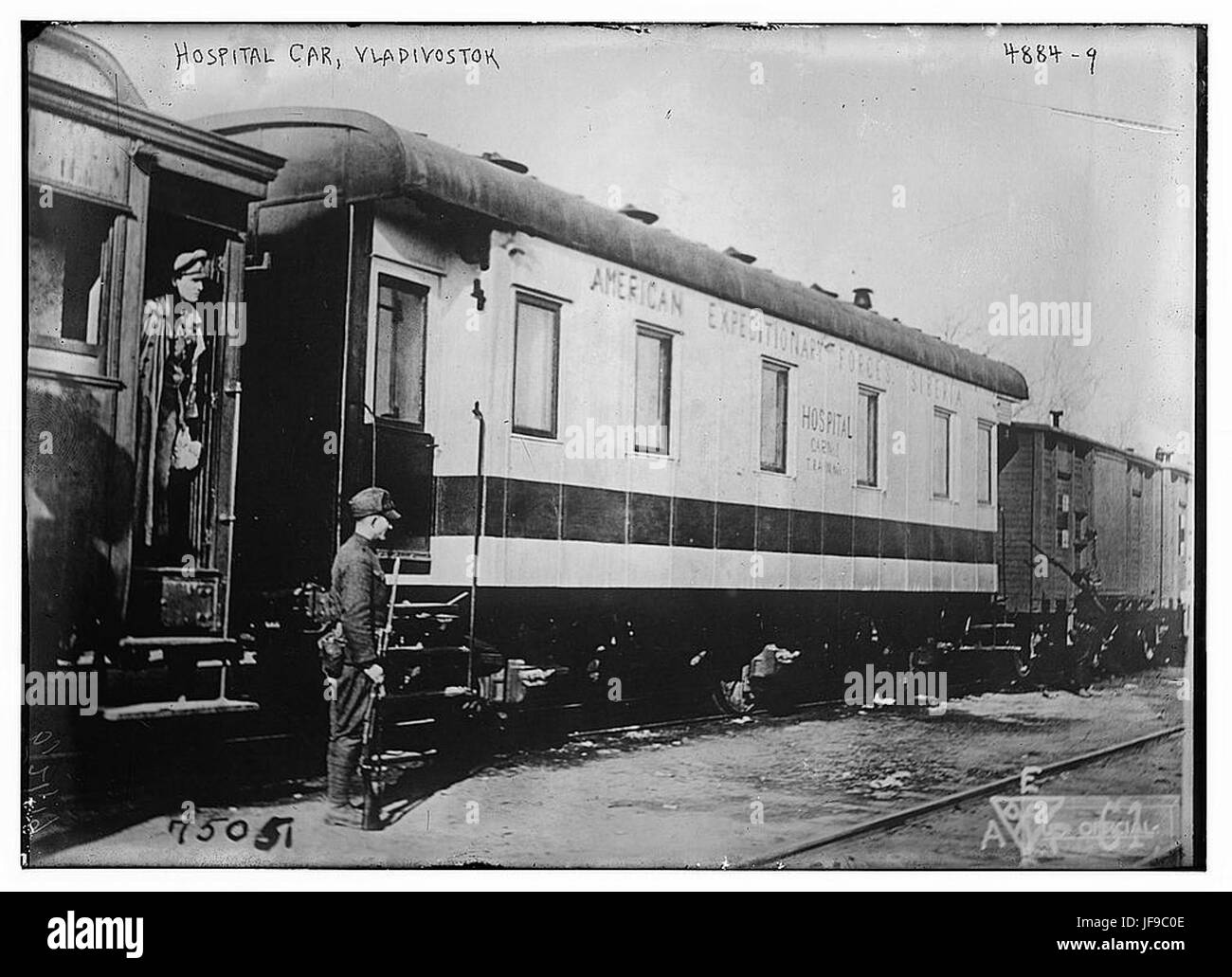A historic hospital car in Vladivostok, Russia, illustrating early ...