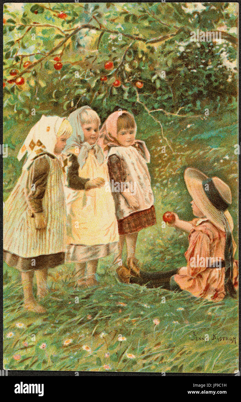 A charming summer postcard illustration by Jenny Nyström, showcasing ...