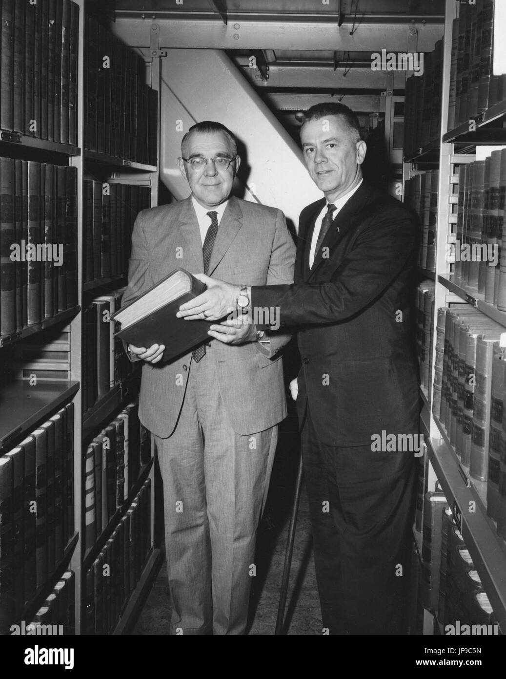 Photograph of Congressman Charles E Bennett in Stack Area with ...