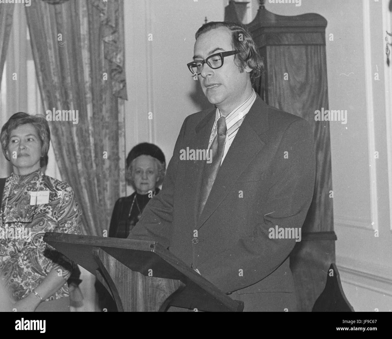 A historic photograph from 1973, capturing a tour led by the Archivist ...