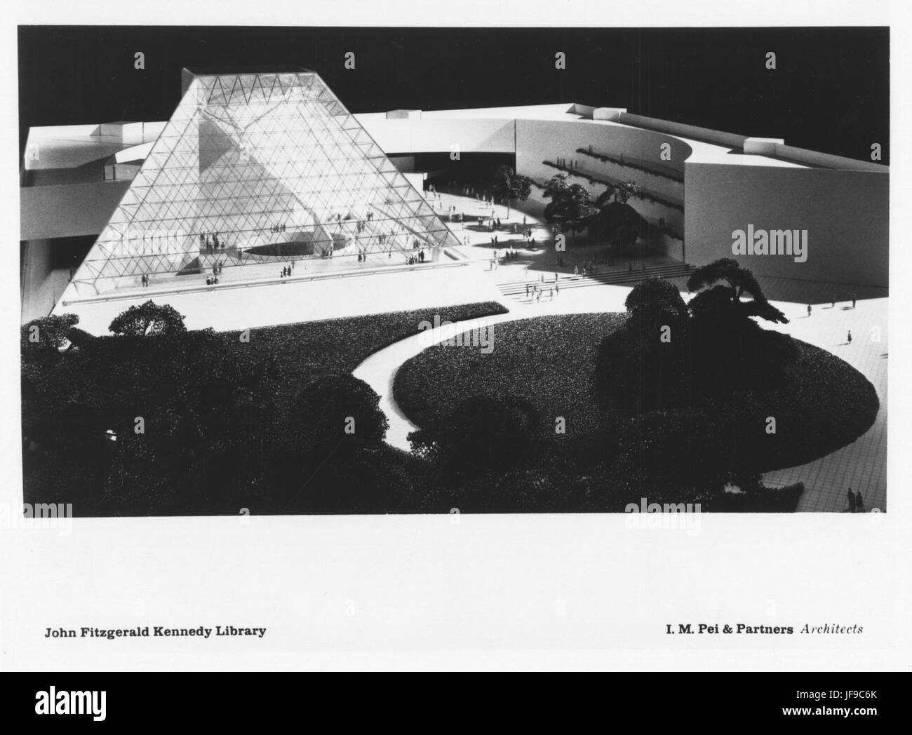 A sketch of the John F. Kennedy Presidential Library, capturing the ...
