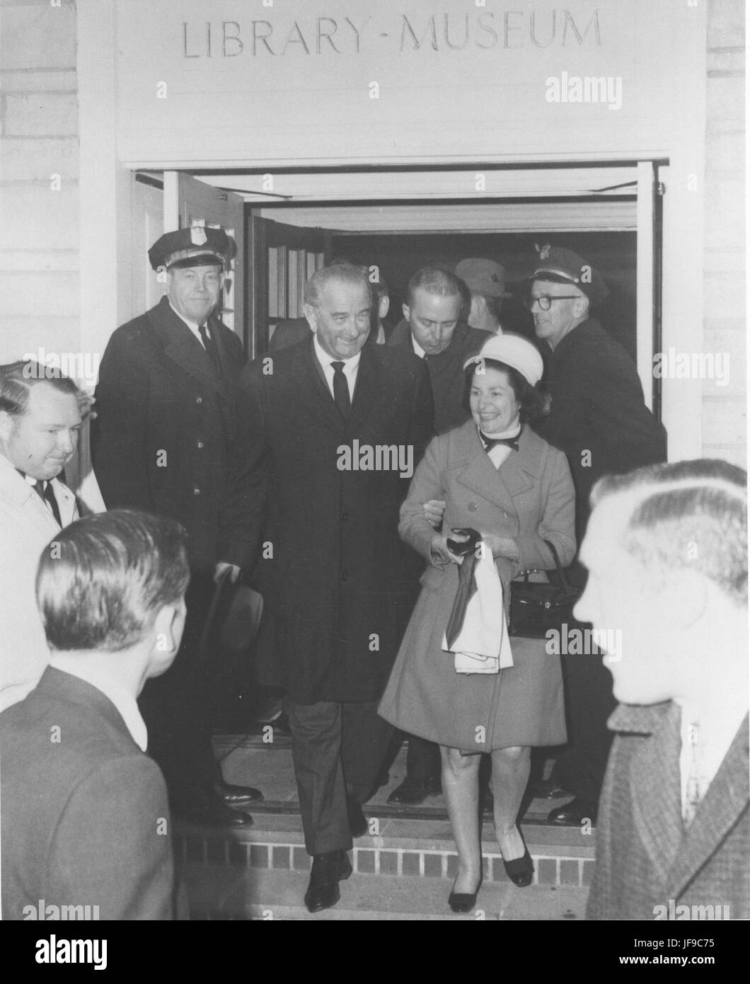 A famous photograph capturing President Lyndon B. Johnson and First ...