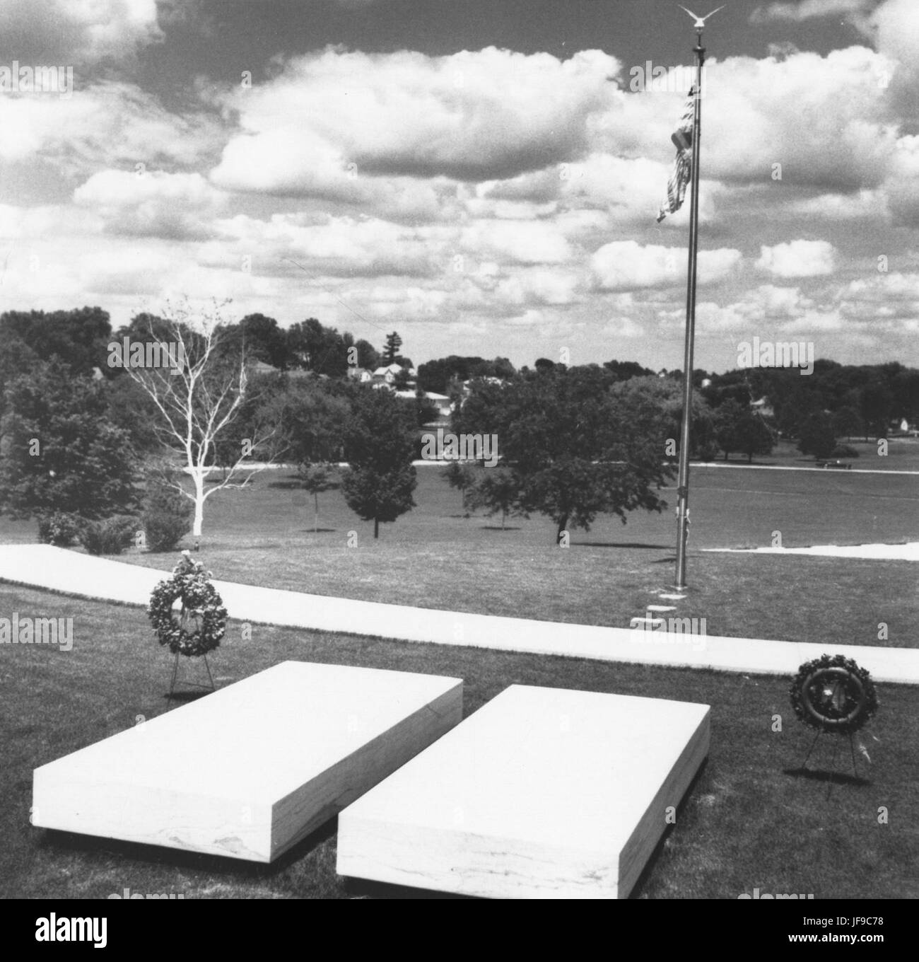 A photograph capturing the Herbert Hoover Presidential Library in 1970 ...