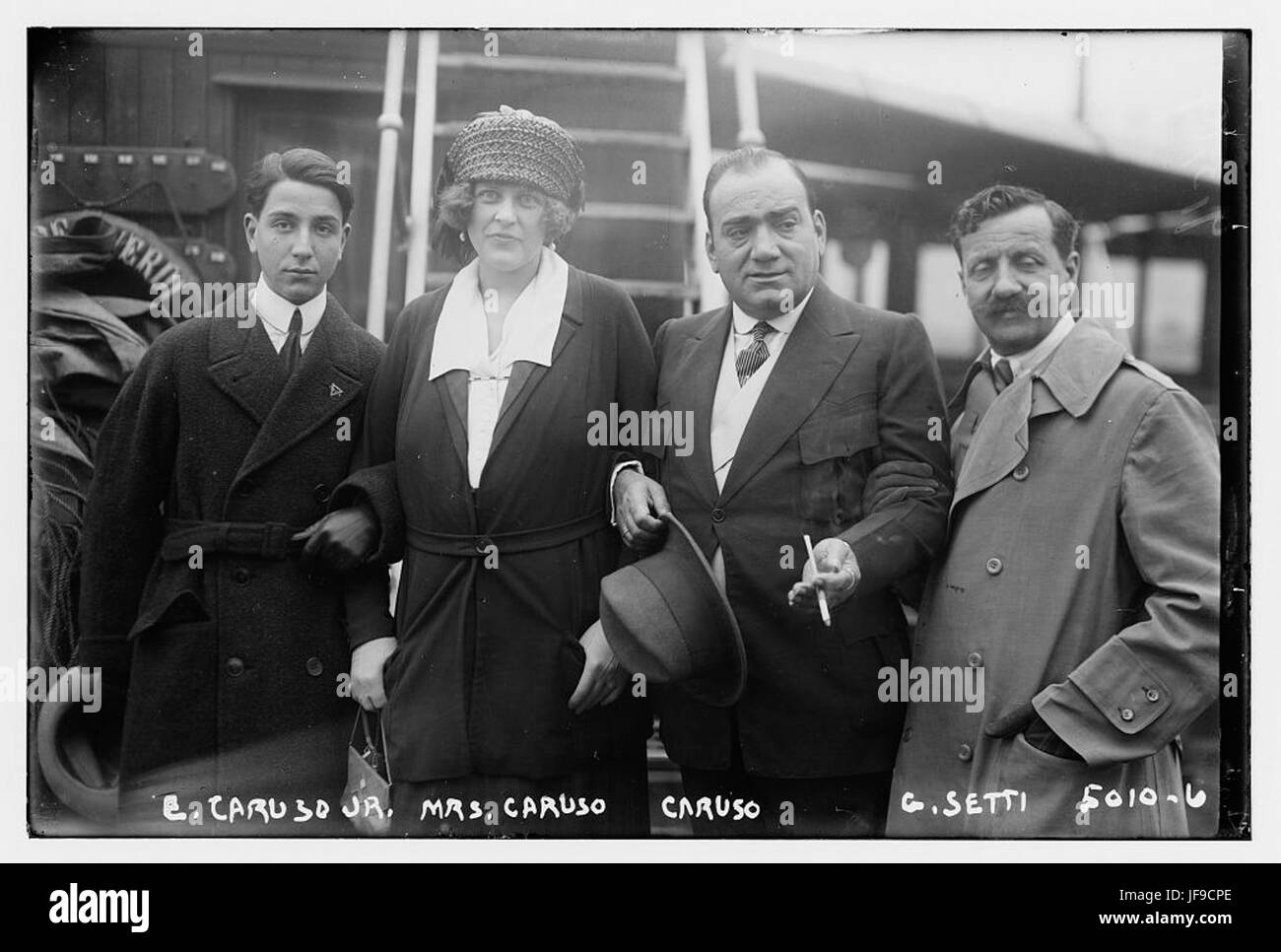 A family portrait featuring E. Caruso Jr., Mrs. Caruso, and Caruso ...