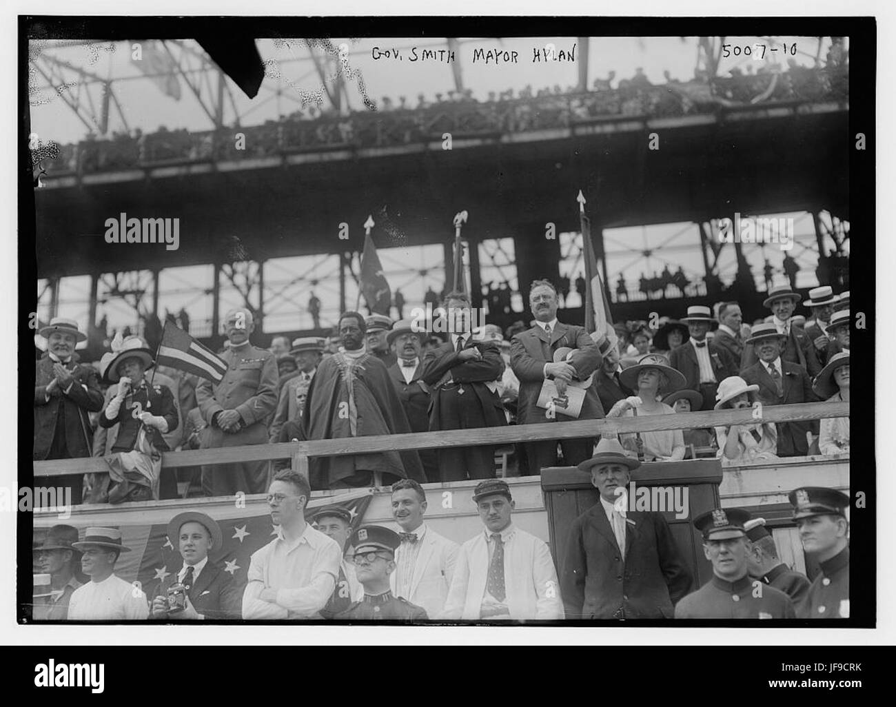 A historical photo of Governor Smith and Mayor Hylan, leaders of their ...