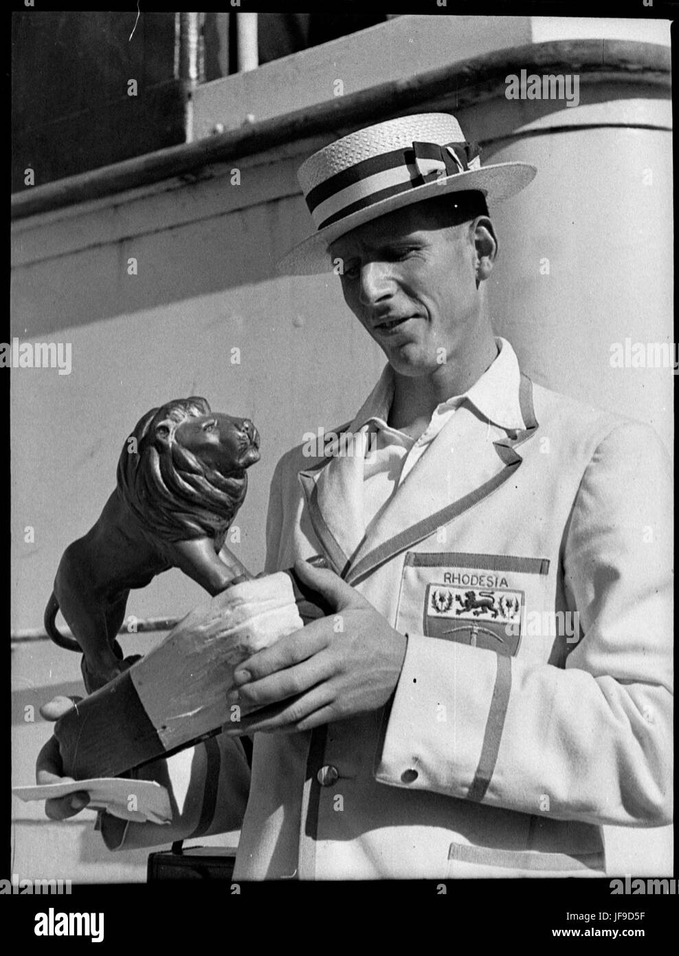 A photograph of a competitor at the 1938 Empire Games, captured by ...
