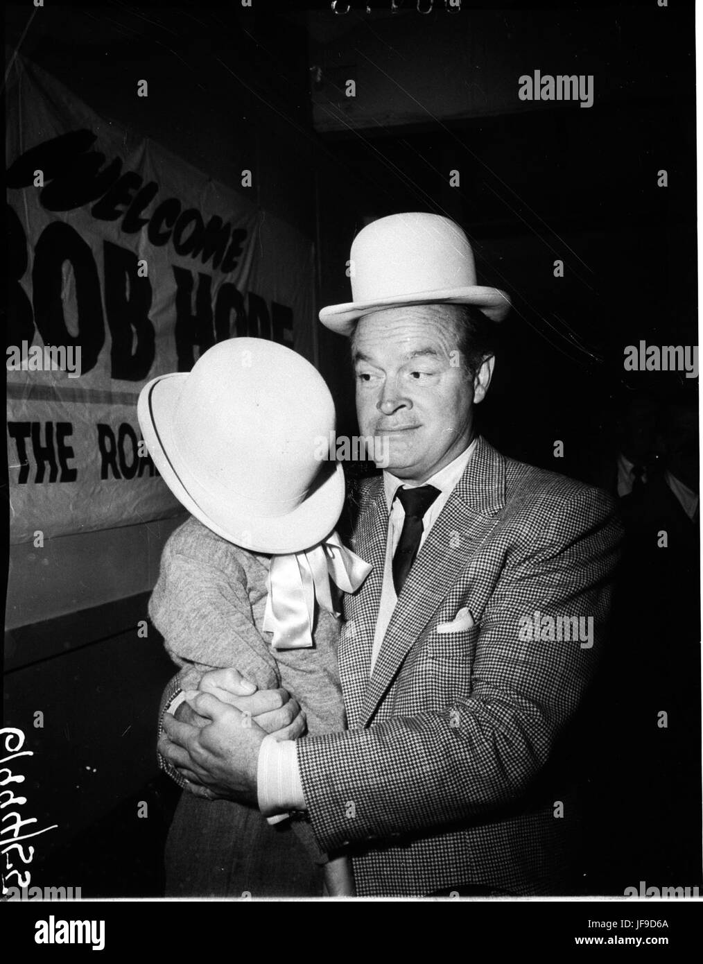 Bob Hope and baby with bowler hats: A whimsical photograph of comedian ...