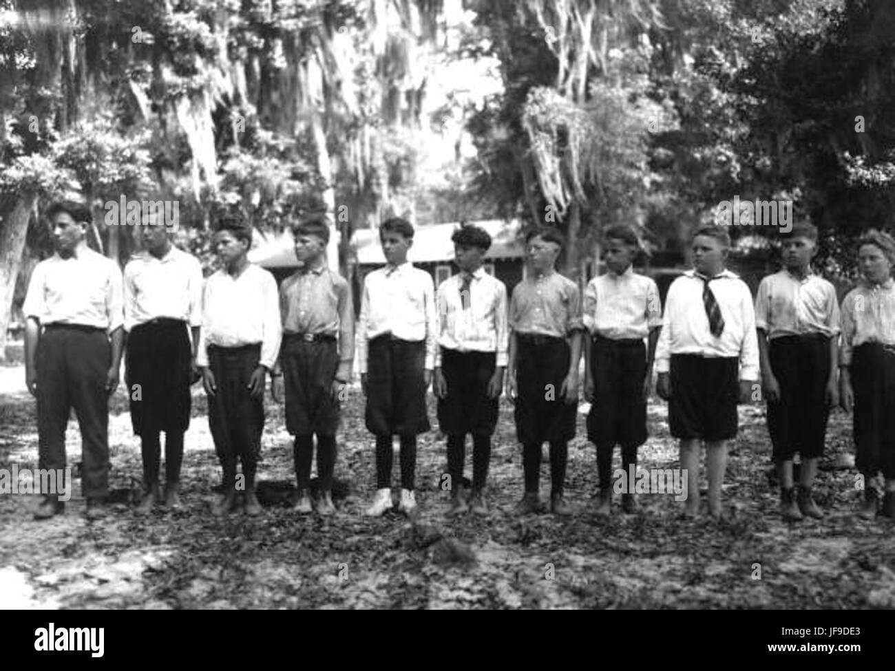 A vintage photograph depicting boys at the Duval-Saint Johns camp ...