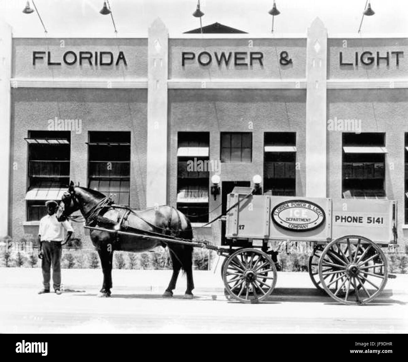 A vintage image of a Florida Power and Light Company ice wagon ...