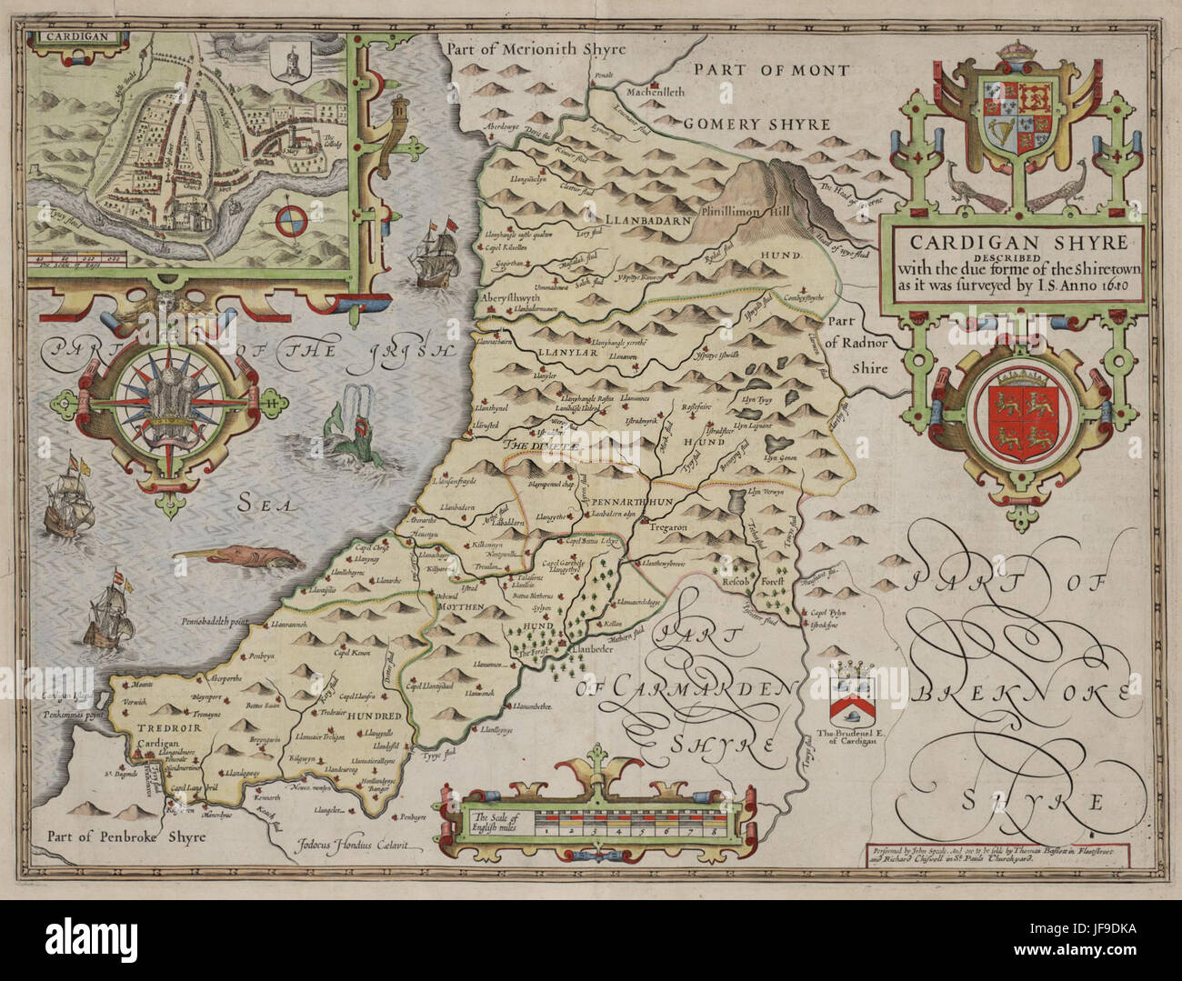 An early map of Cardiganshire by John Speed, showcasing the region's ...