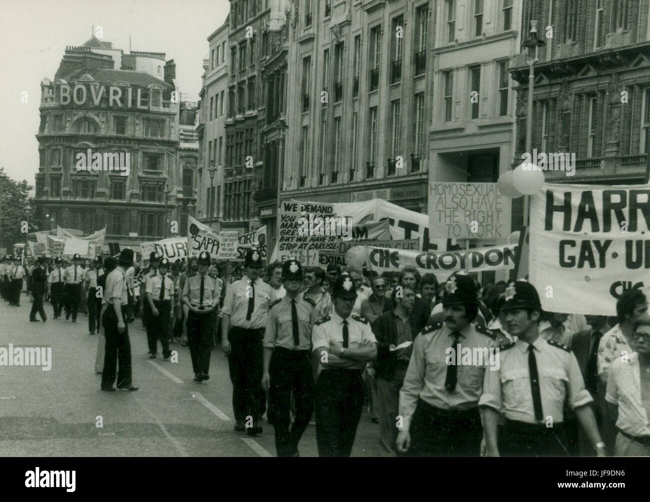 A photograph capturing an early Gay Pride march, an important moment in ...