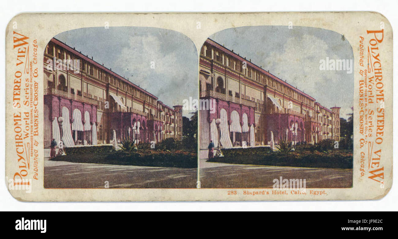 A vintage photograph of Shepard's Hotel in Cairo, Egypt, an iconic ...