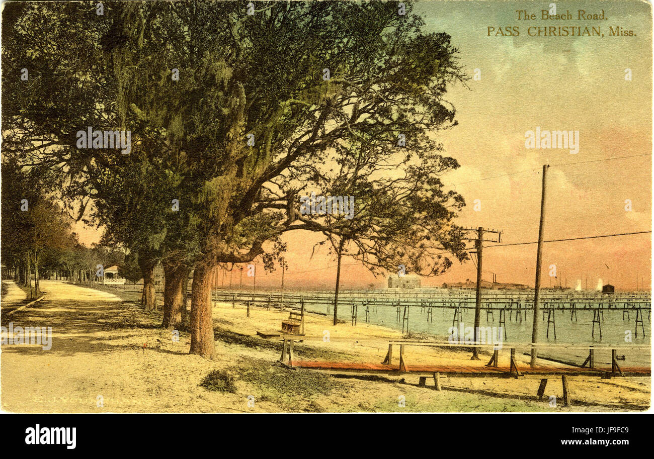 A scenic view of the Beach Road in Pass Christian, Mississippi ...