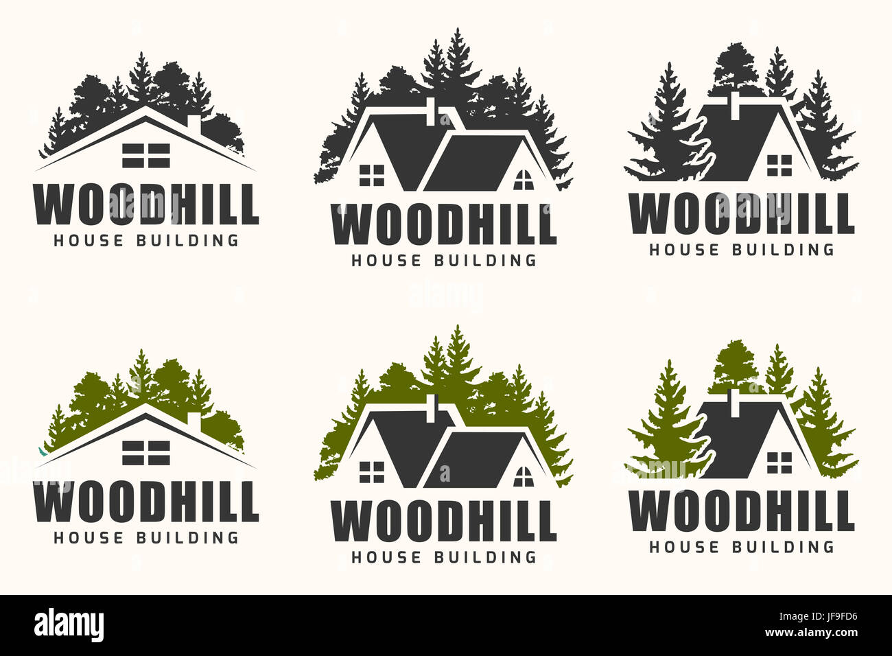 Vector logo design of a trees silhouette and small house. Logo for ...