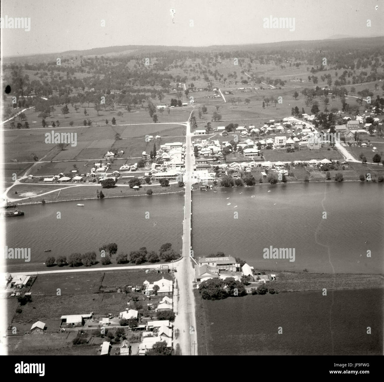 An aerial photograph of Moruya taken on 17th November 1937, showcasing ...