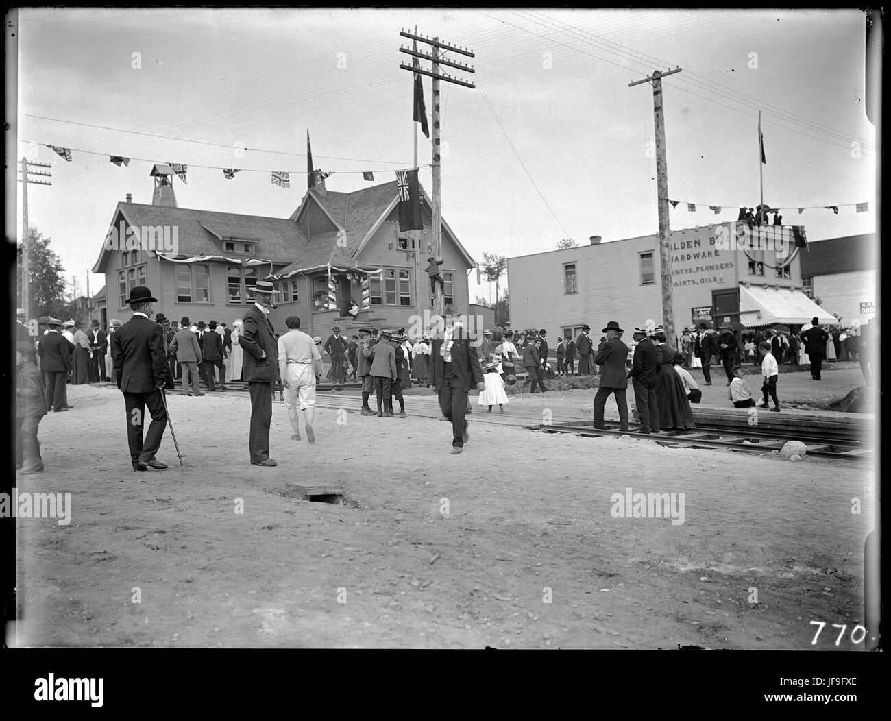 A vintage photograph capturing the celebration of Dominion Day, an ...