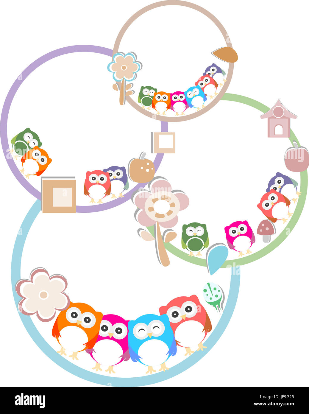 set of cute owls with different expressions Stock Photo - Alamy