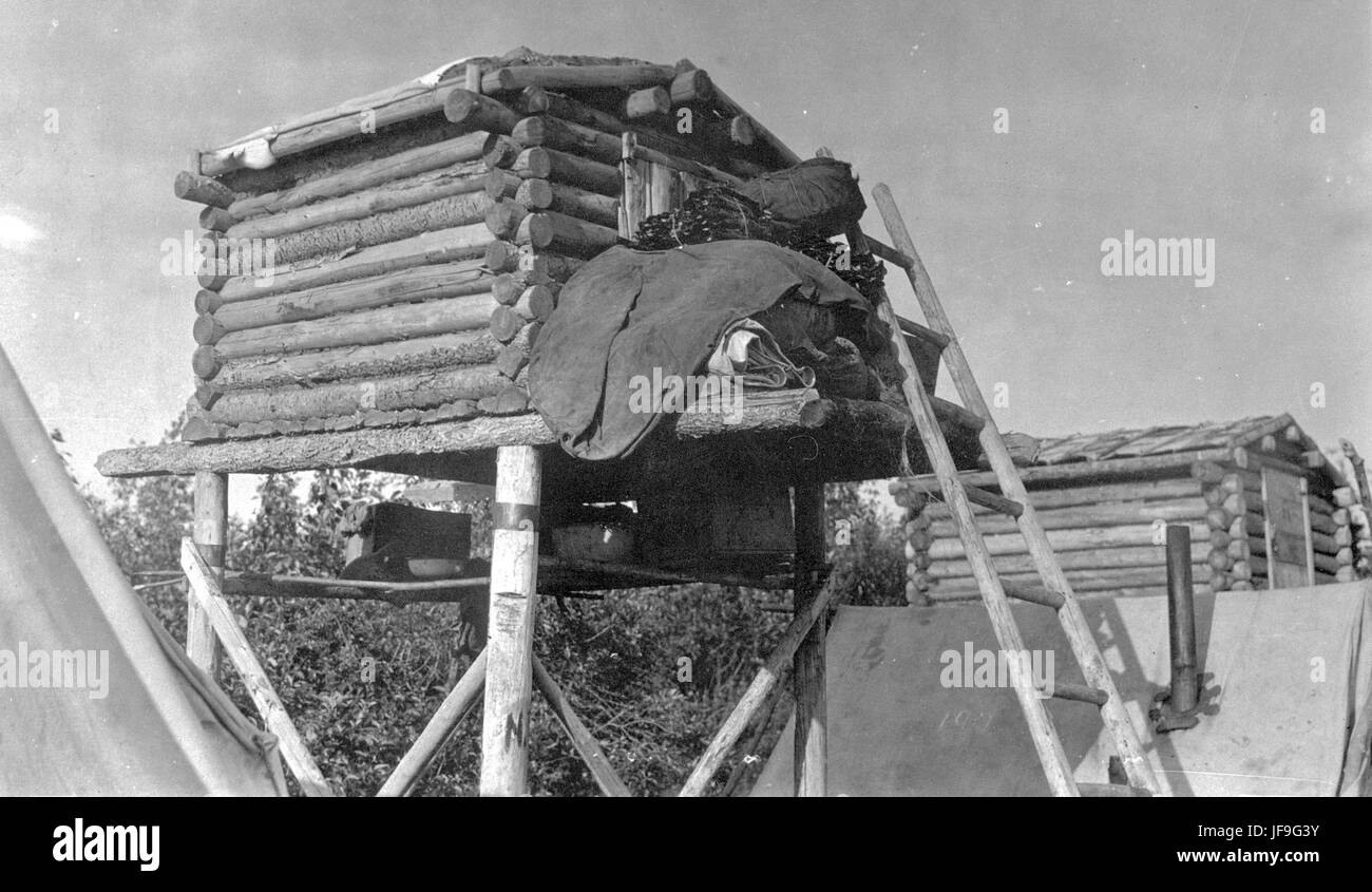A photograph of a trapper’s cache in Mackenzie County, Alberta ...