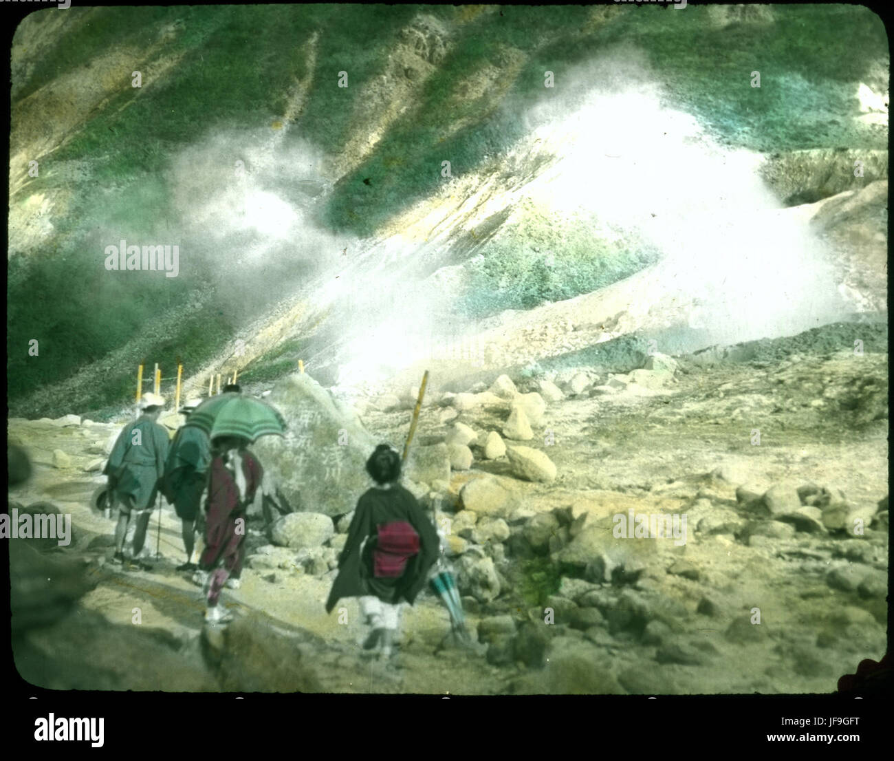 Japanese people in local attire hiking through mountains Stock Photo ...