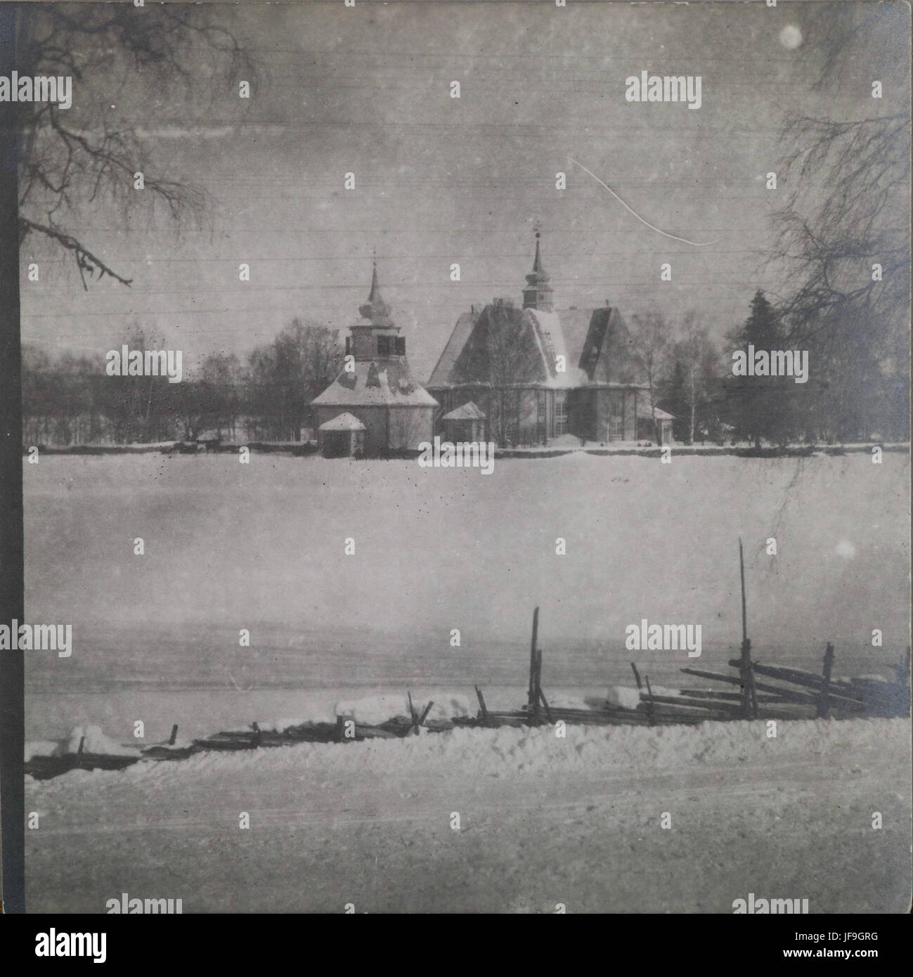 A stereoscopic photograph showcasing the Ruovesi Church in Finland ...