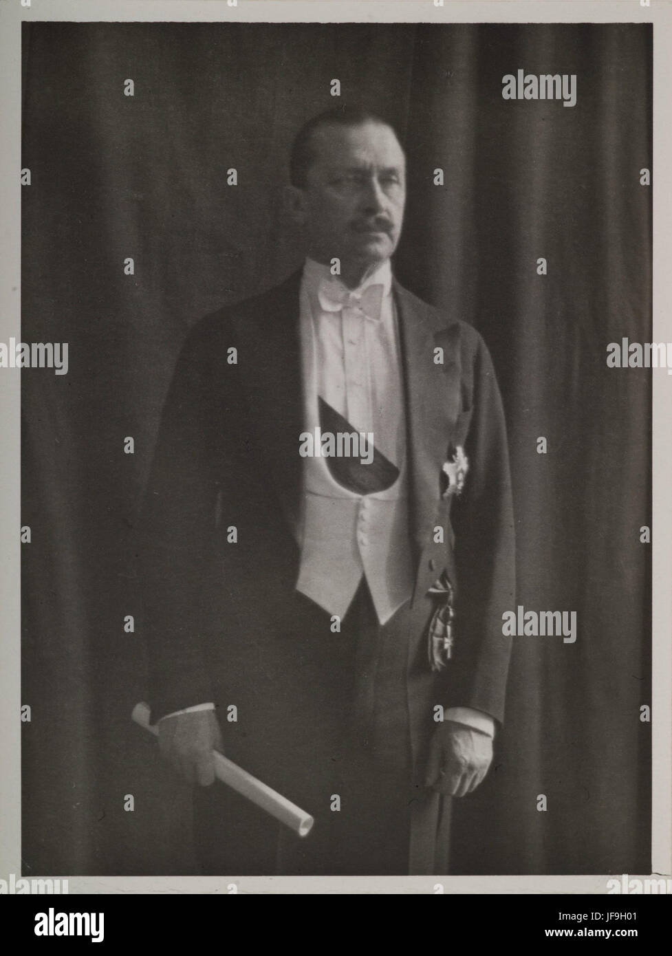 A formal portrait of Carl Gustaf Mannerheim, standing, capturing the ...
